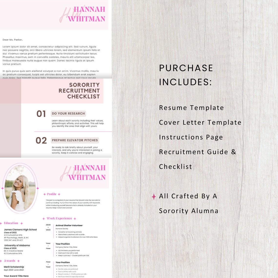 Sorority Resume Template | Pink Recruitment Resume | Bright Sorority ...