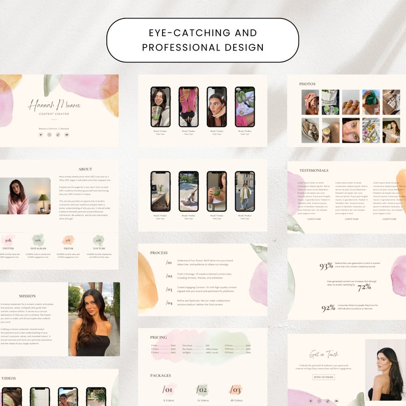 UGC Portfolio Template Canva | UGC Website Template | Minimal Pastel ...