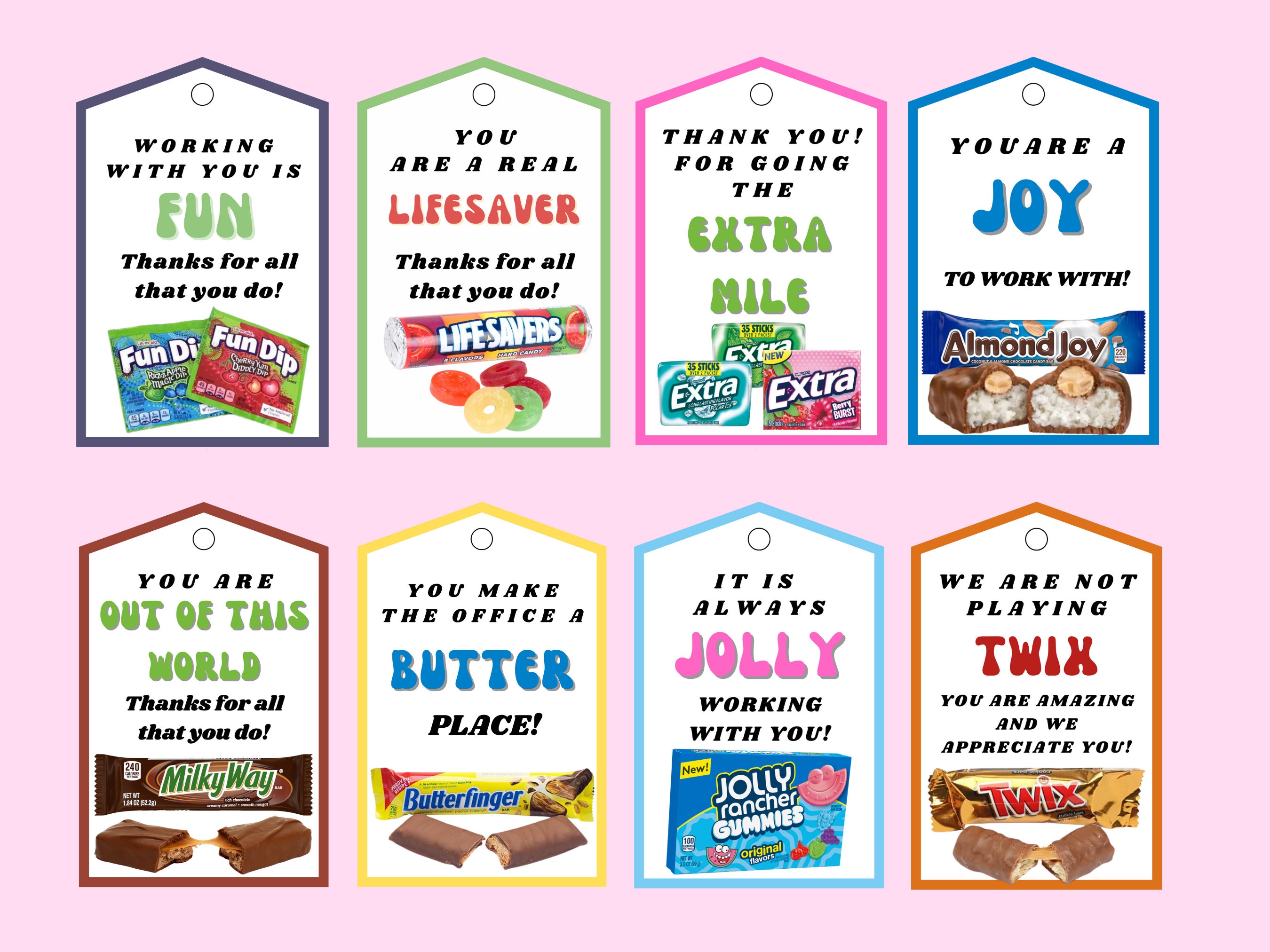 45 Employee Candy Bar Gift Tags, Employee Appreciation Tag Bundle ...
