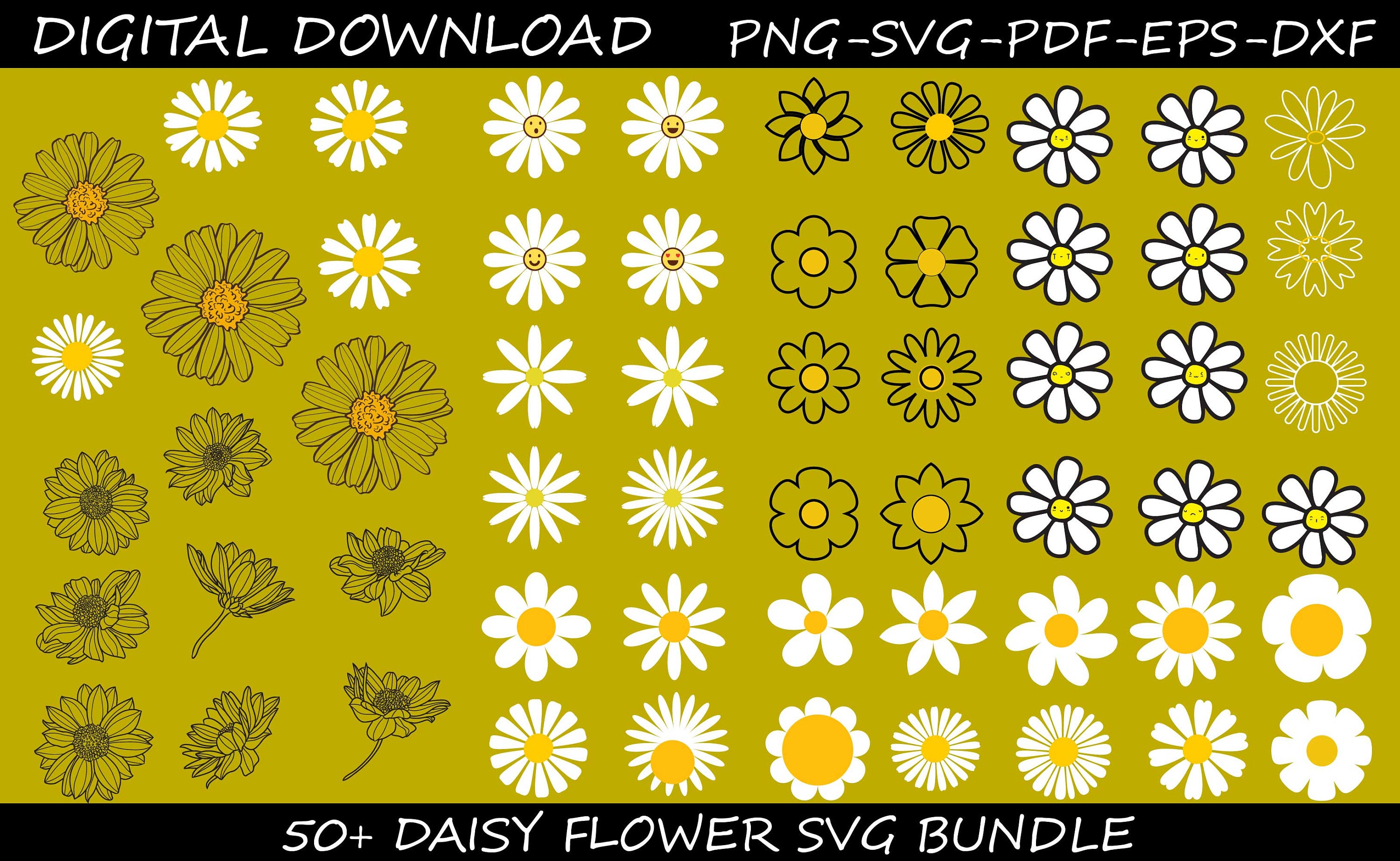 Daisy Svg Daisy Svg Bundle Flower Svg Floral Svg Daisy Monogram Svg ...