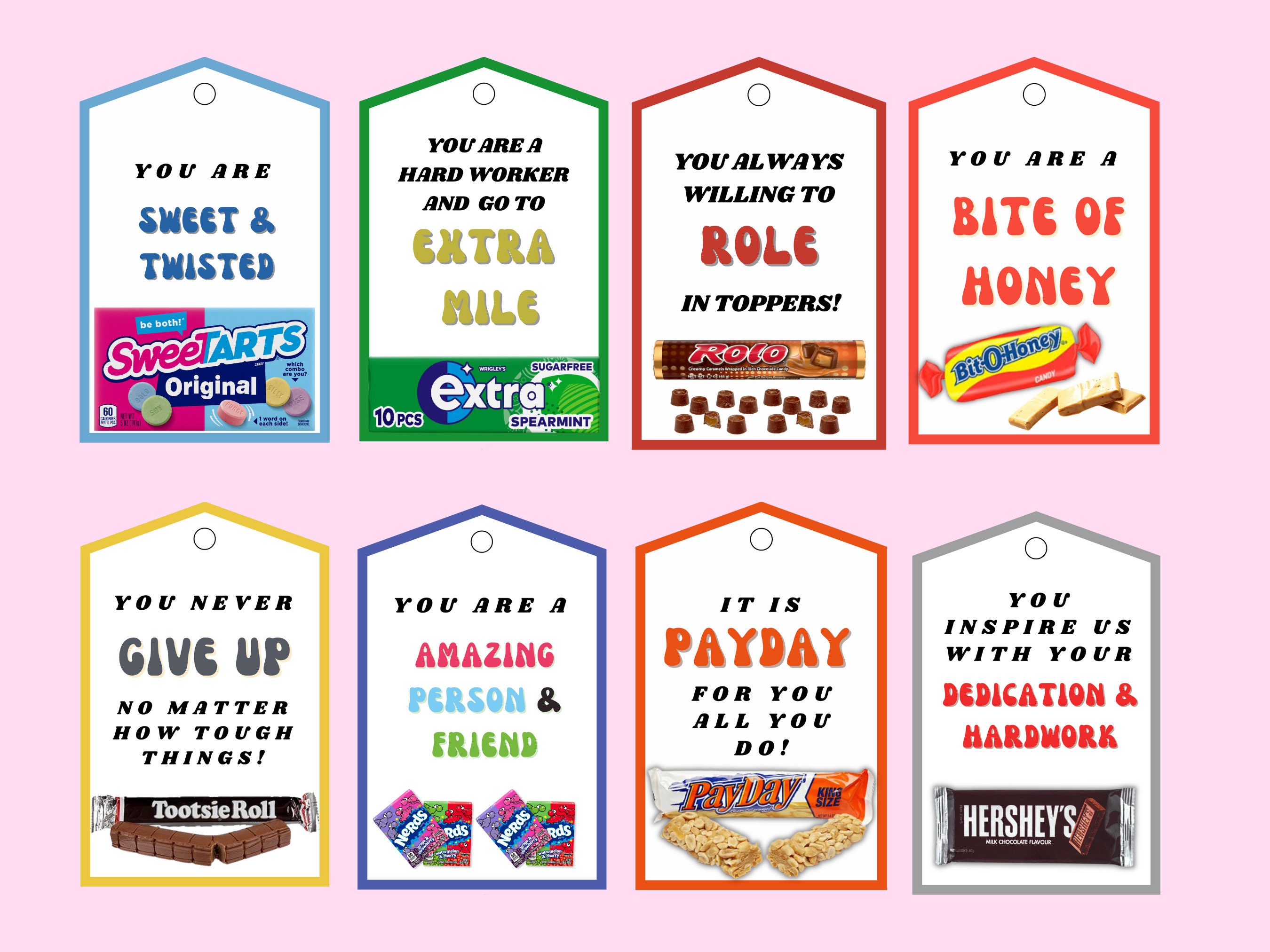 45 Employee Candy Bar Gift Tags, Employee Appreciation Tag Bundle ...