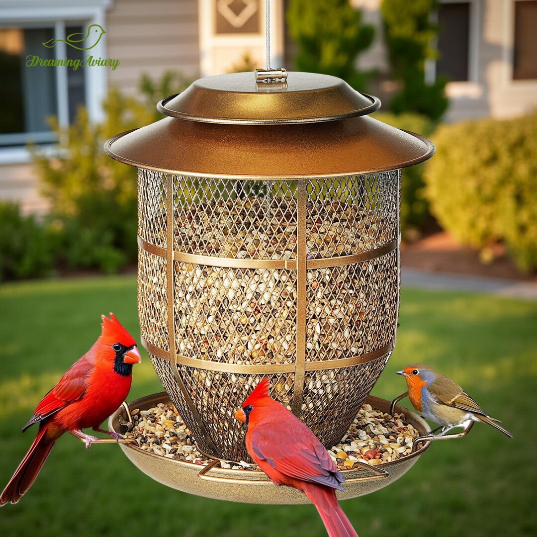 Metal Funnel Bird Feeder: 3lb Capacity, Weatherproof Hanging Garden ...