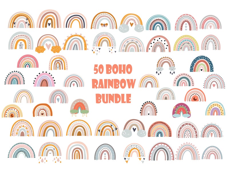 Boho Rainbow Svg Rainbow Svg Rainbow Clipart Rainbow Png Boho Stickers ...