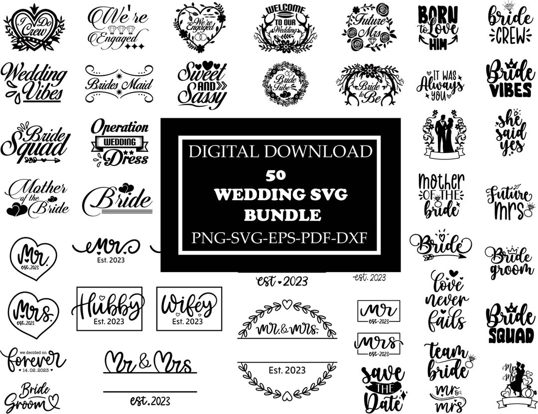 Wedding Svg Wedding Bundle Bride Svg Groom Svg Wedding Svg, Cricut ...