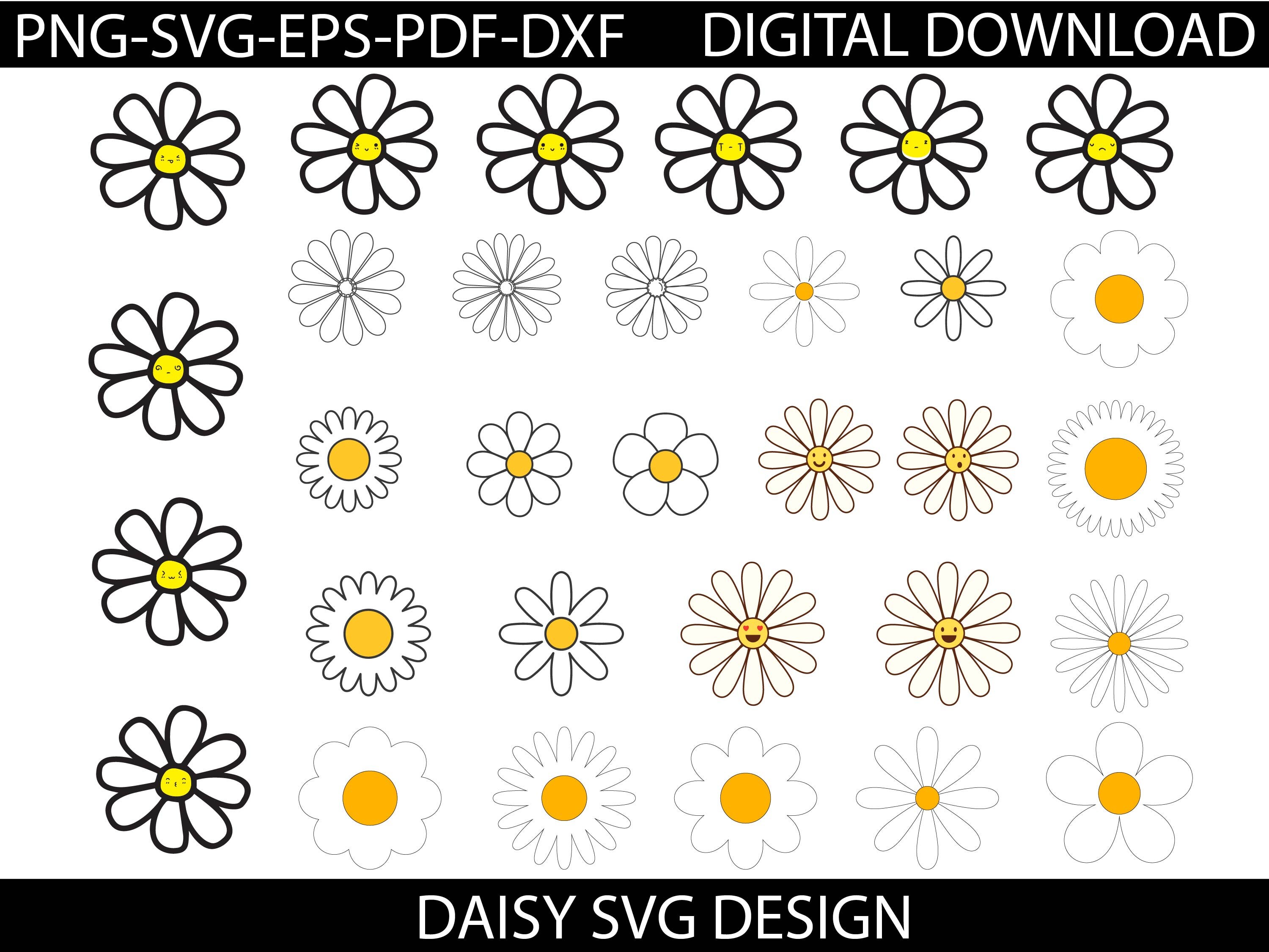 Daisy SVG Bundle, Flower Svg, Floral SVG, Spring Summer Svg, Retro ...