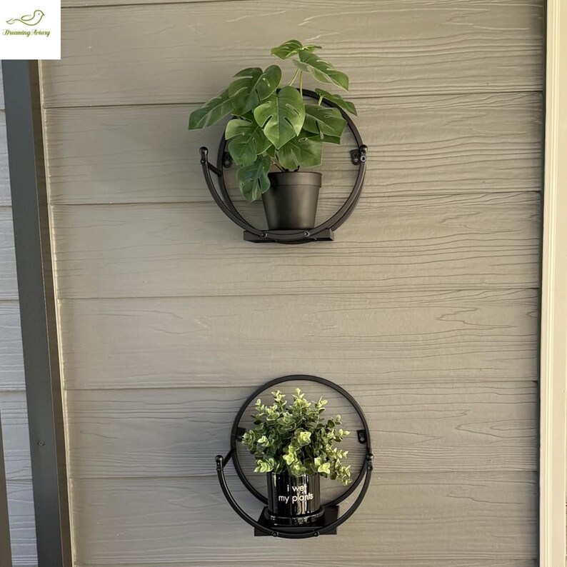 Set of 2 Round Wall Planters – Decorative Hanging Plant Holders, Space ...