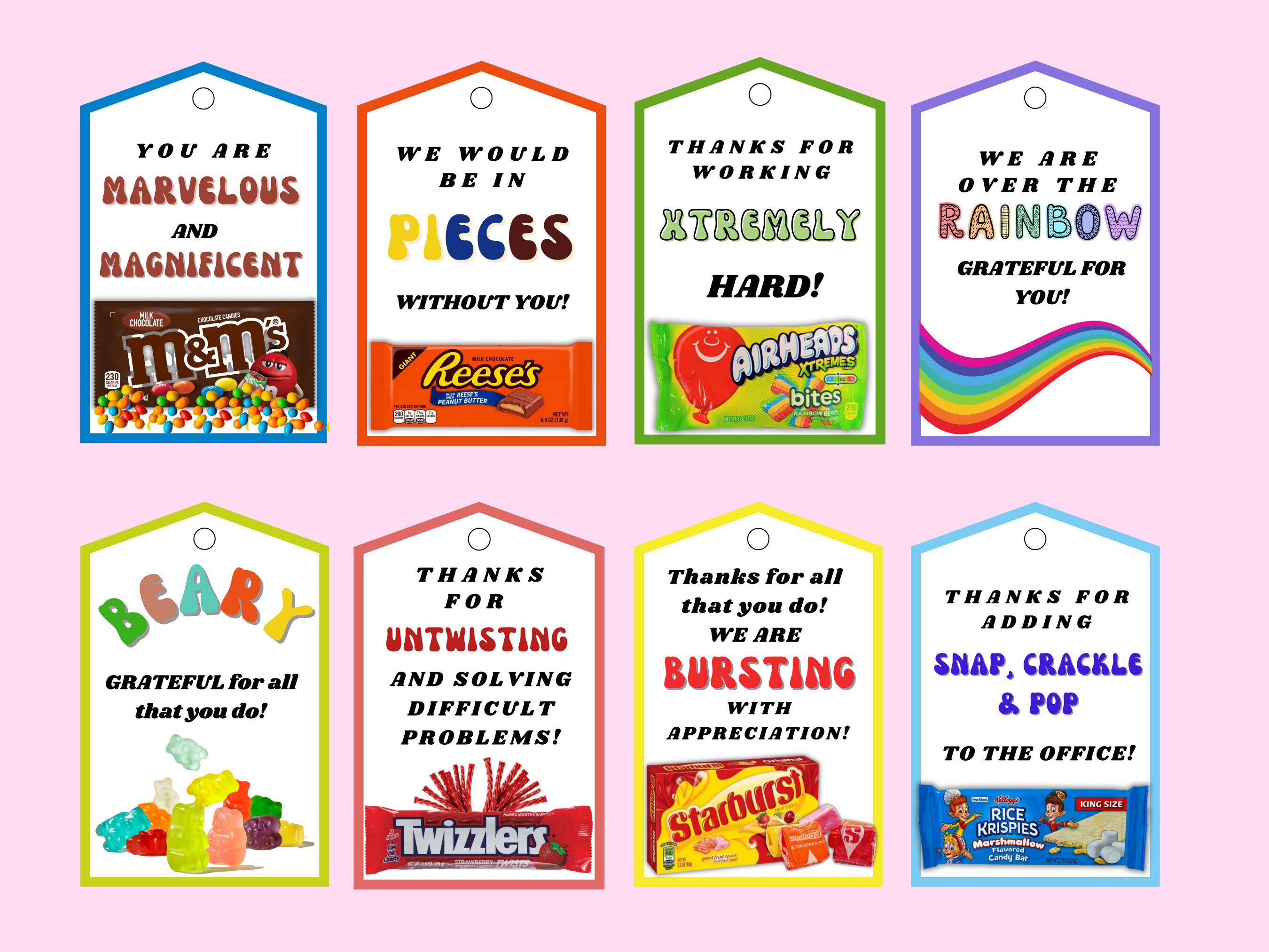 45 Employee Candy Bar Gift Tags, Employee Appreciation Tag Bundle ...