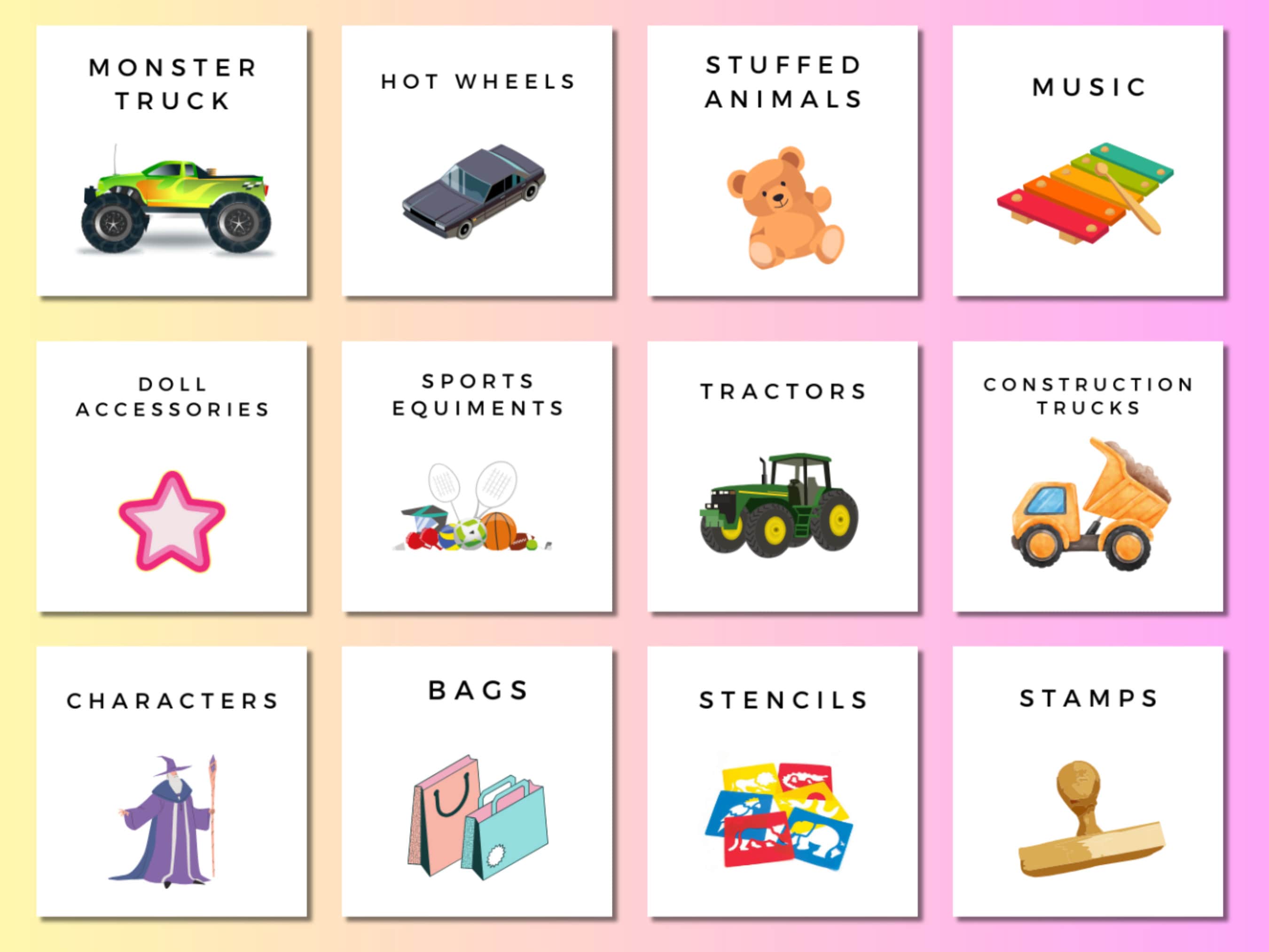 Toy Labels Printable Toy Organization Toy Storage - Etsy