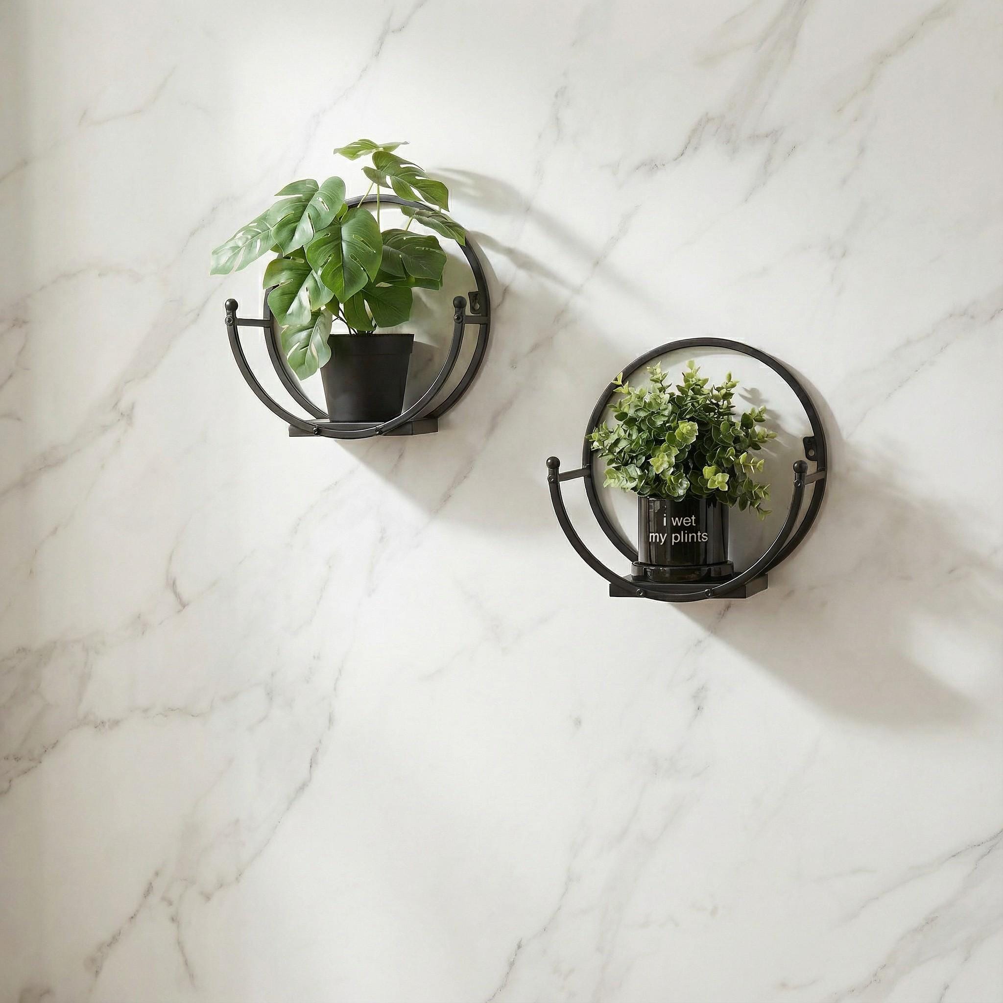 Set of 2 Round Wall Planters – Decorative Hanging Plant Holders, Space ...