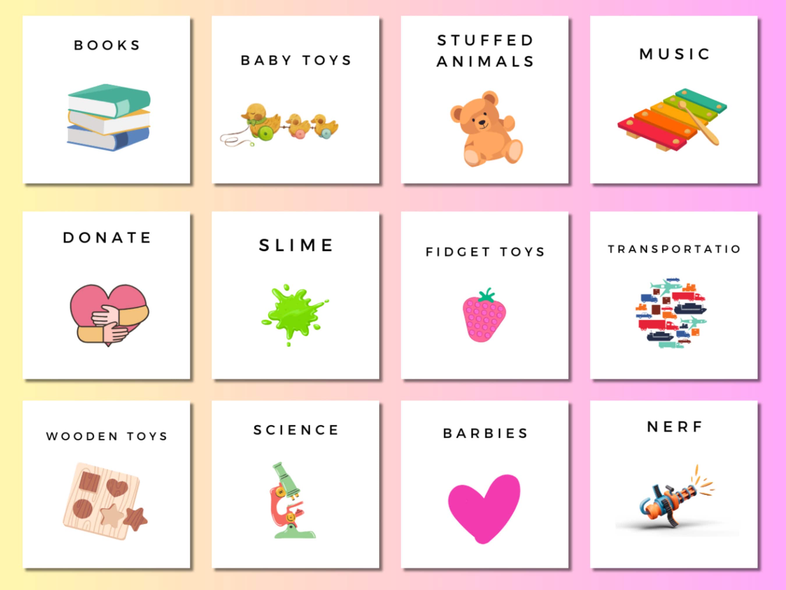Toy Labels Printable Toy Organization Toy Storage - Etsy