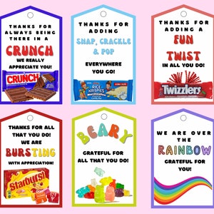 50 Appreciation Candy Bar Gift Tags Printable Candy Thank You - Etsy