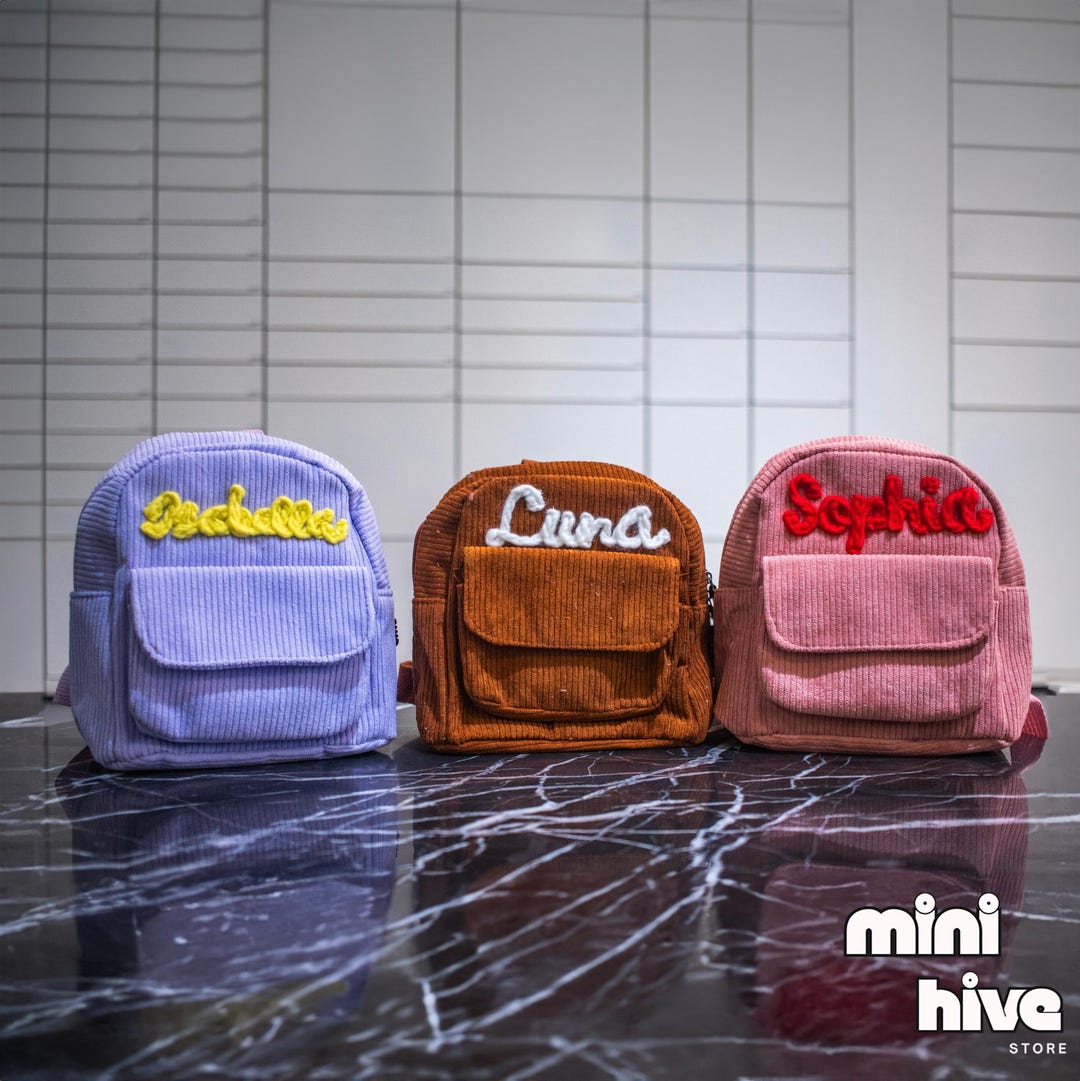 Customized Kids Backpack With Name, Personalized Hand Embroidered Name ...