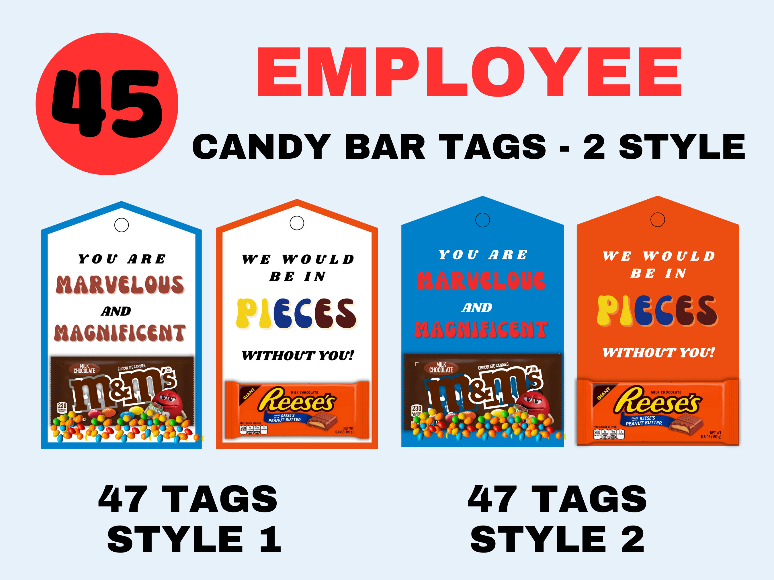 45 Employee Candy Bar Gift Tags Employee Appreciation Tag - Etsy