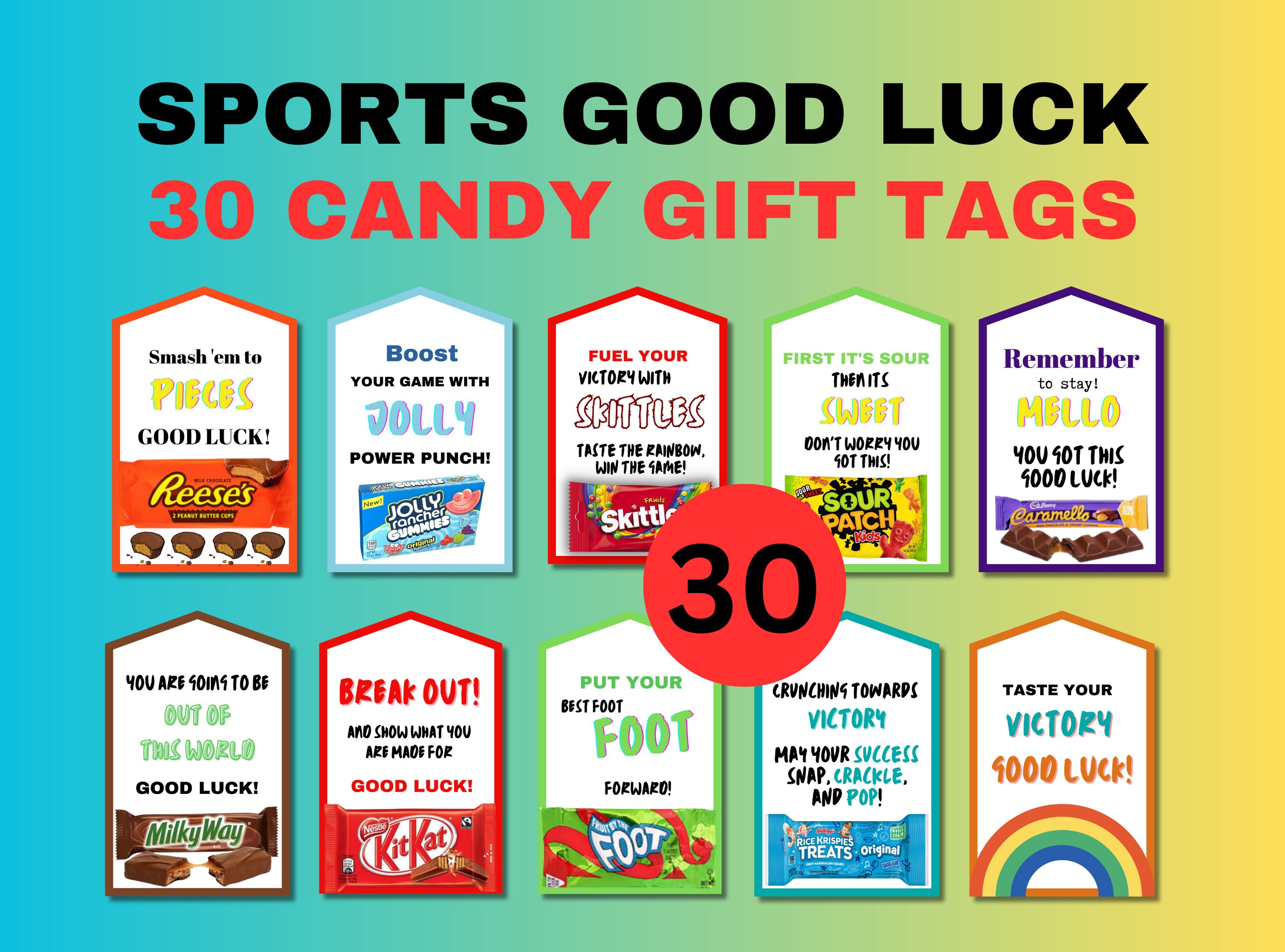 Sports Good Luck Gift Tags, Printable Gift Tag for Athlete, Good Luck ...