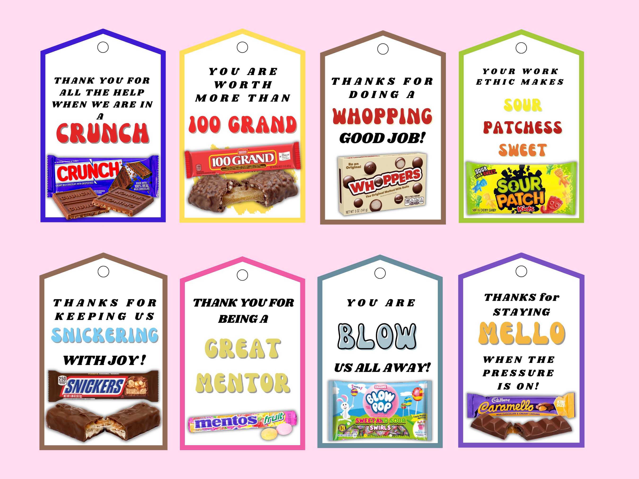 45 Employee Candy Bar Gift Tags, Employee Appreciation Tag Bundle ...