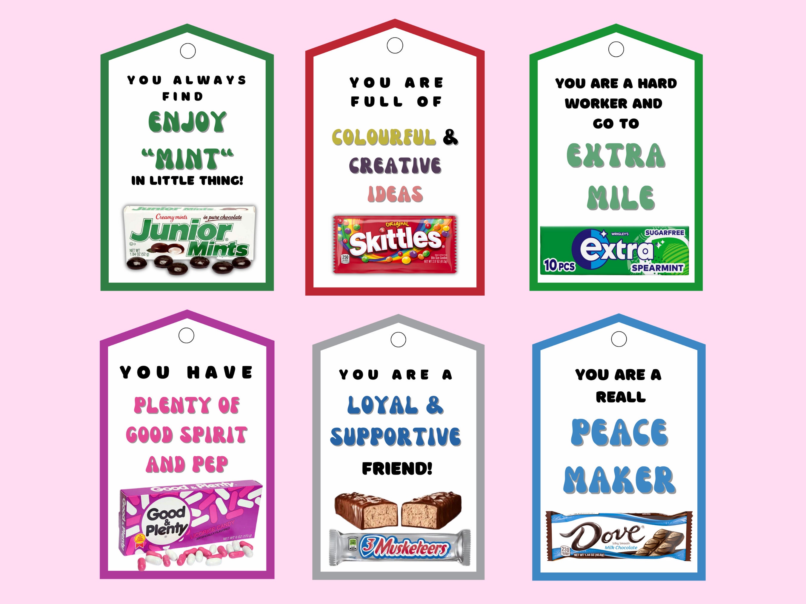 50 Appreciation Candy Bar Gift Tags Printable Candy Thank You - Etsy