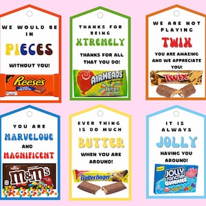 50 Appreciation Candy Bar Gift Tags Printable Candy Thank You - Etsy