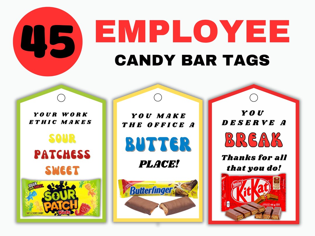 45 Employee Candy Bar Gift Tags Employee Appreciation Tag - Etsy
