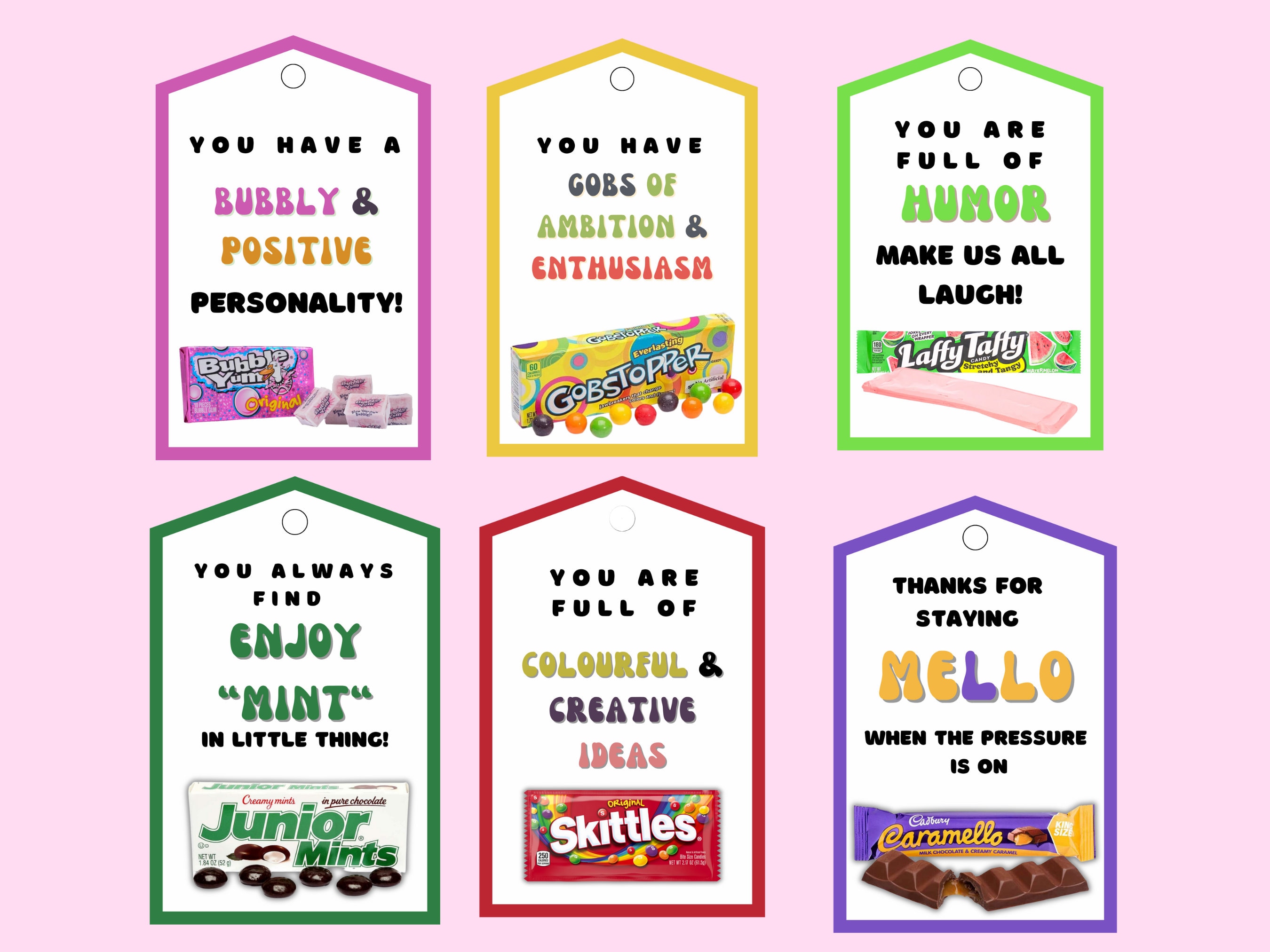 50 Appreciation Candy Bar Gift Tags Printable Candy Thank You - Etsy