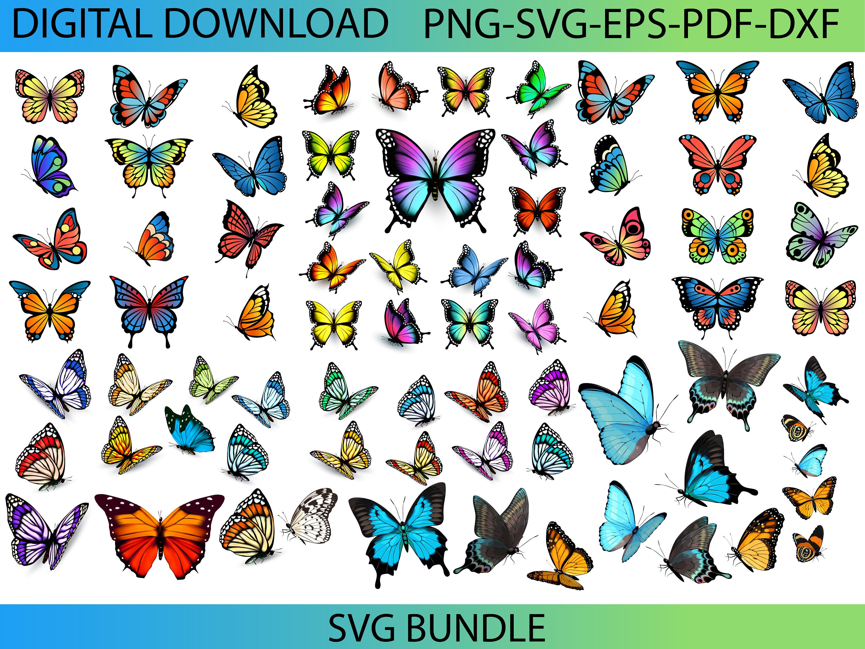 Butterfly Svg Butterfly Clipart Butterfly Svg Bundle Bundle Cricut SVG ...