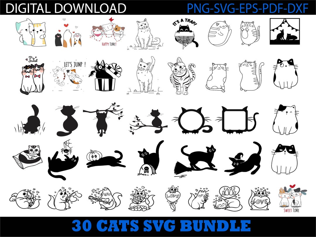 Cat Svg Bundle Cat Silhouette Cat SVG Cat Head SVG Cat Face SVG cat Cut ...