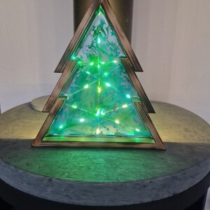 Standing Christmas Tree Decor Wooden Christmas Tree With LED & Resin ...