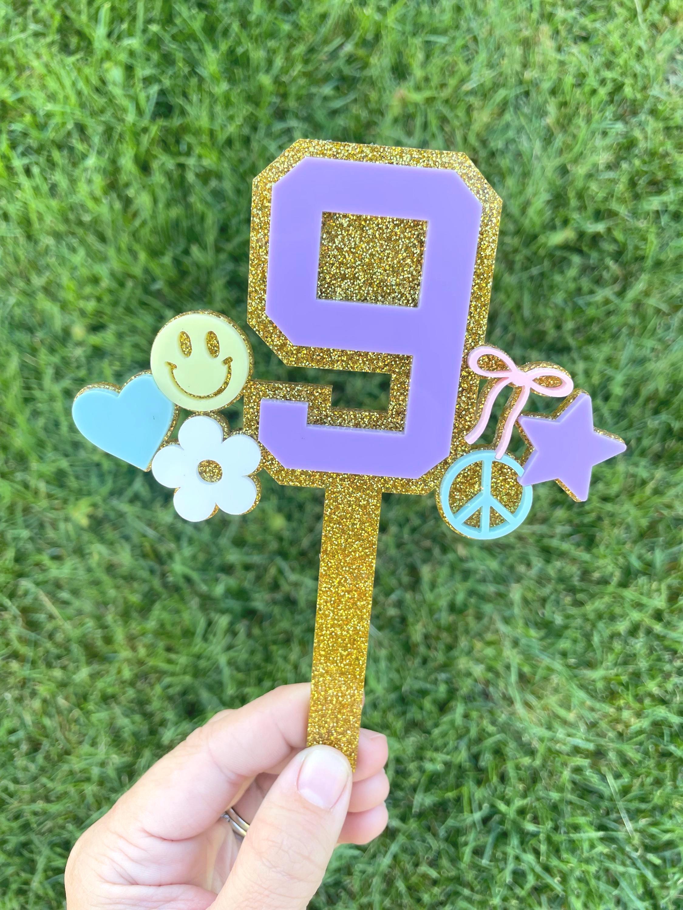 Patch Letter Cake Topper: Varsity Pastel Acrylic Birthday Decor - Etsy