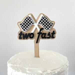 Two Fast Cake Topper, Racecar Cake Topper, Checkered Flag, Racing Flag ...