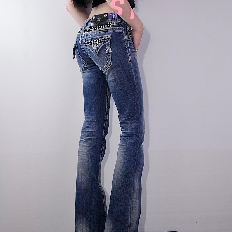 Miss Me Embellished Low-rise 2000s Grunge Mcbling Bootcut Jeans ...