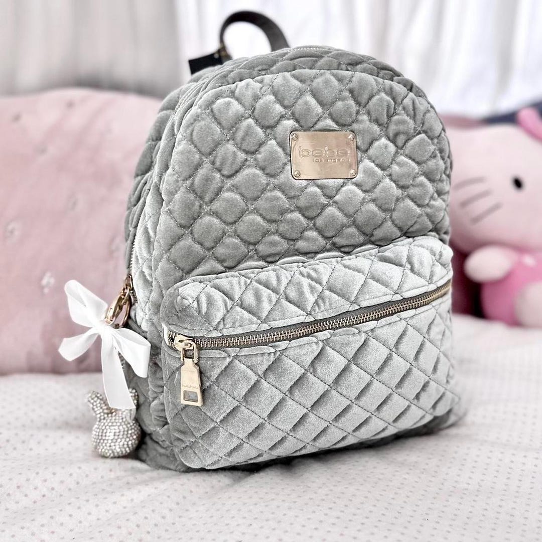 Bebe 2000’s Gray Velour Weekender Backpack. Glam ~ Coquette Piece ...
