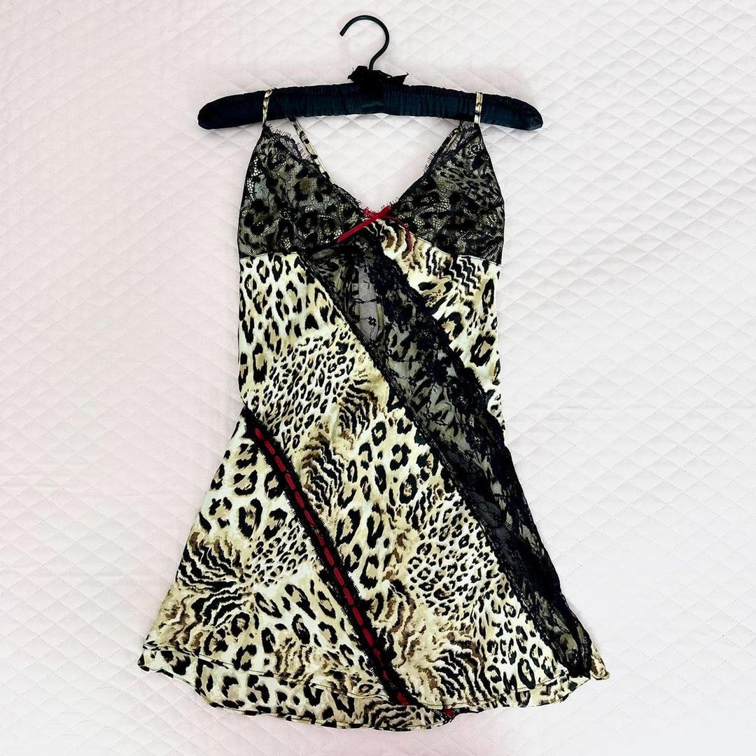 Fredericks of Hollywood 2000’s Leopard + Zebra Print Satin Lingerie ...