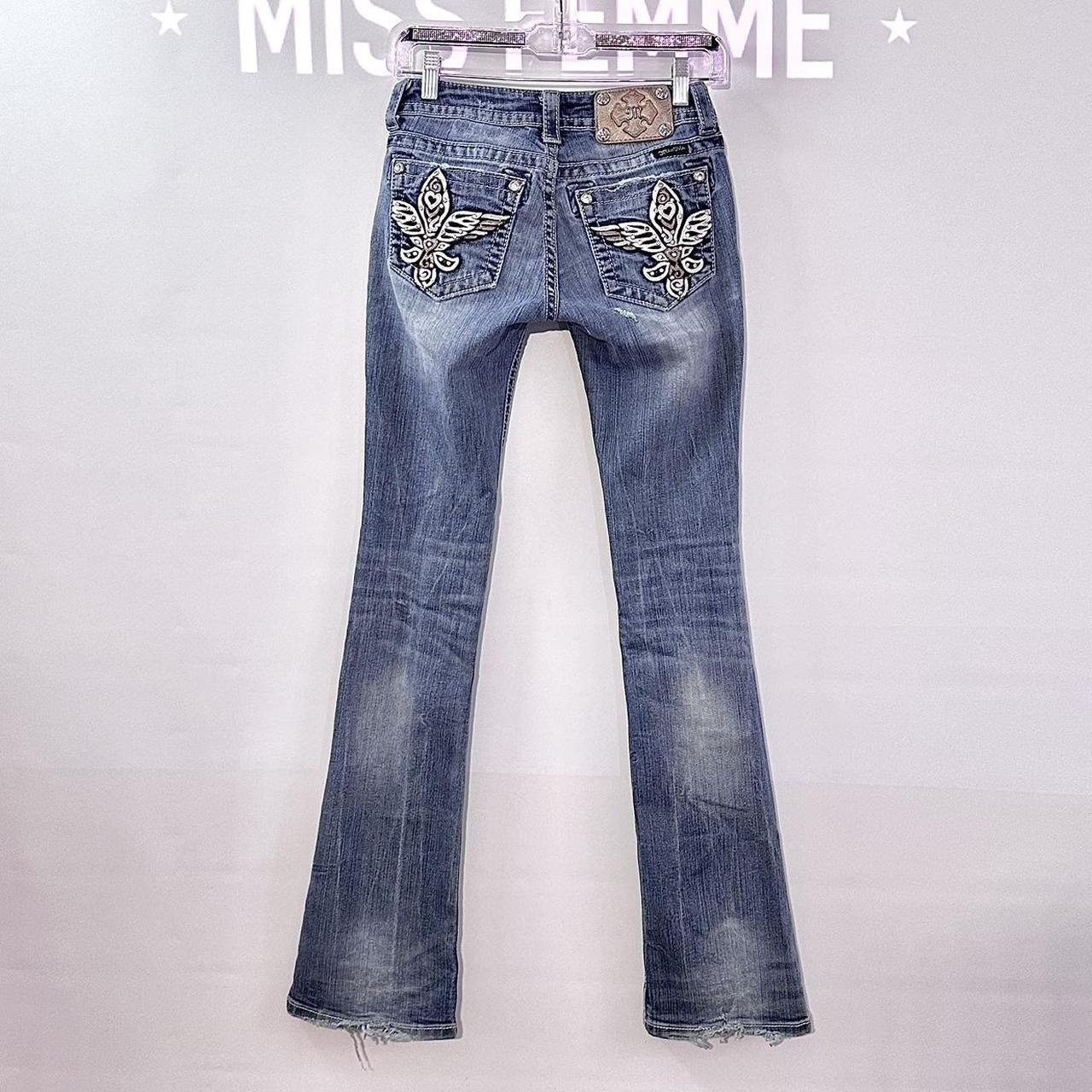 Miss Me Heart Angel Wing 2000s Embellished Low-rise Bootcut Jeans ...