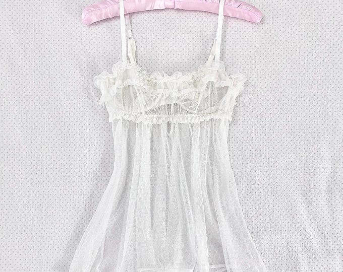 Victoria’s Secret off White Monroe 2000’s Sheer Ruffled Babydoll ...