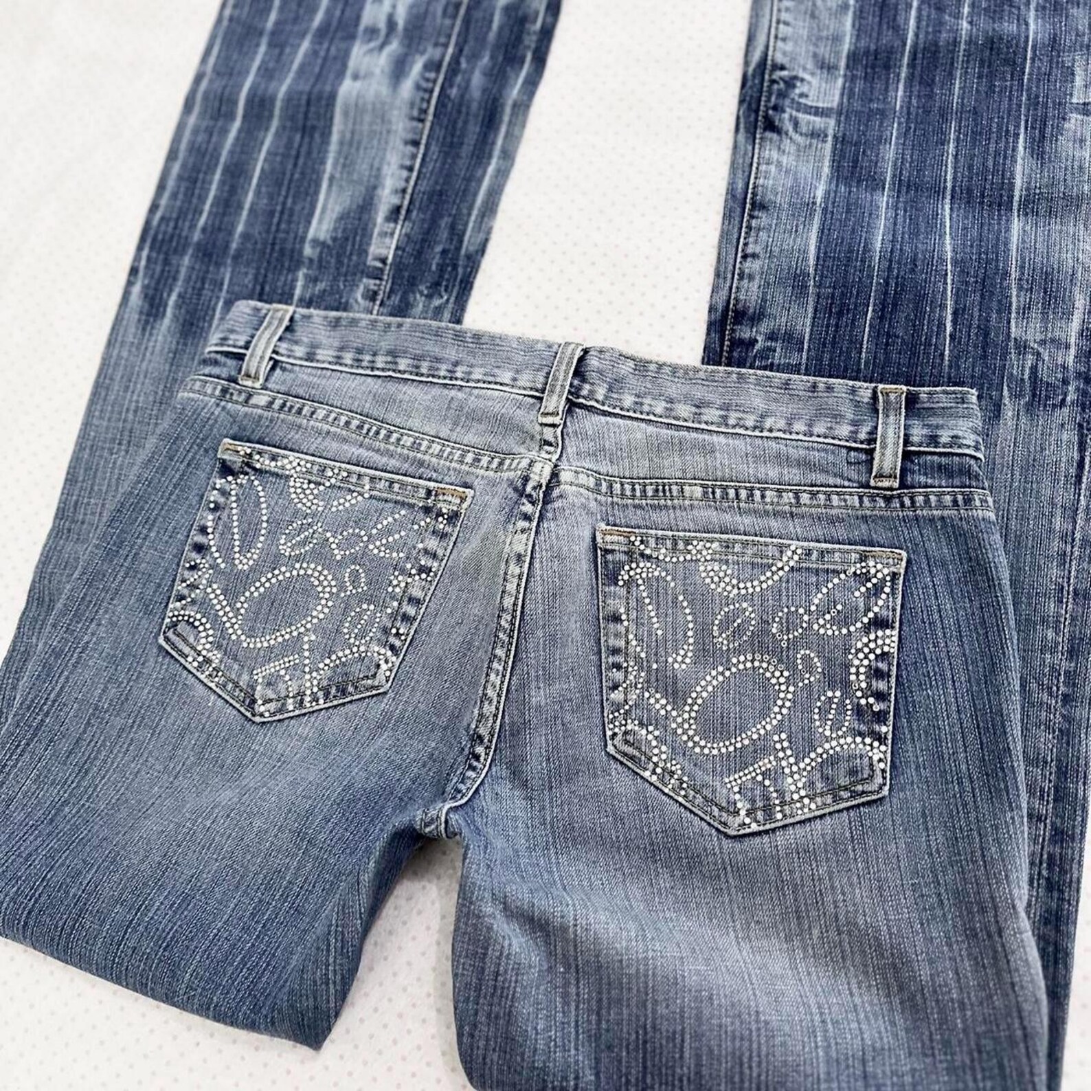 Bebe 2000s Embellished Medium Low Rise Bootcut Jeans. Vintage Grunge ...