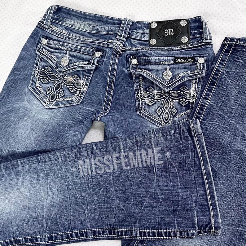 Miss Me Cross Embellished 2000s Low Rise Bootcut Jeans Vintage Medium ...