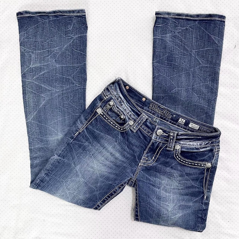 Miss Me Cross Embellished 2000s Low Rise Bootcut Jeans Vintage Medium ...