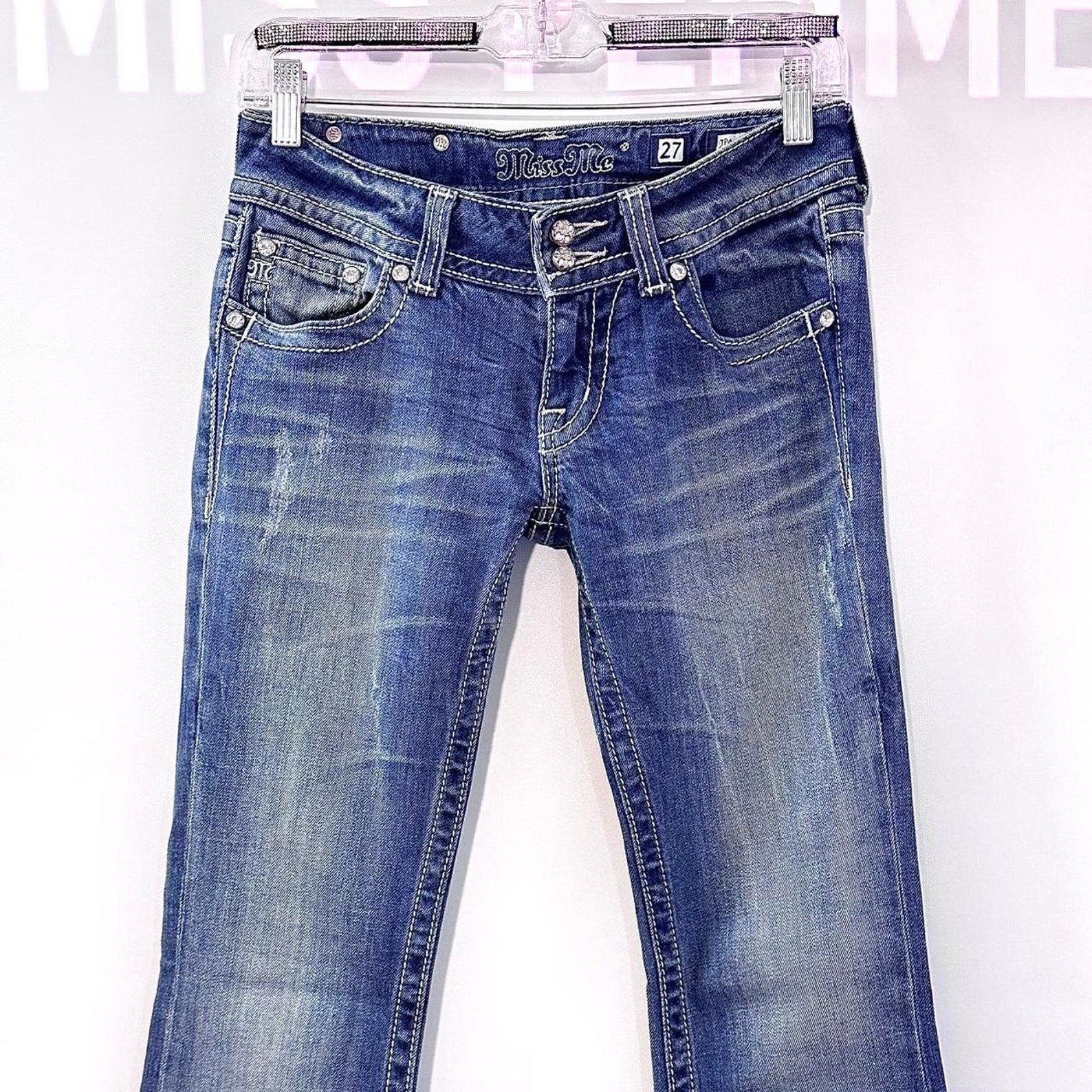 Miss Me Subtle Embellished Low-rise 2000s Casual Grunge Mcbling Bootcut ...