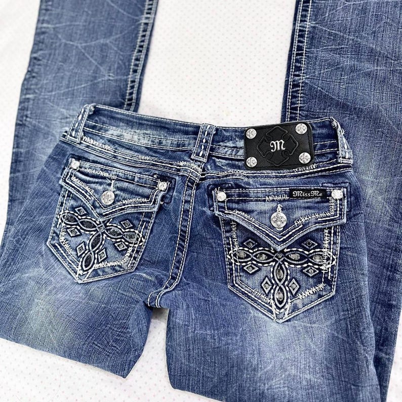 Miss Me Cross Embellished 2000s Low Rise Bootcut Jeans Vintage Medium ...
