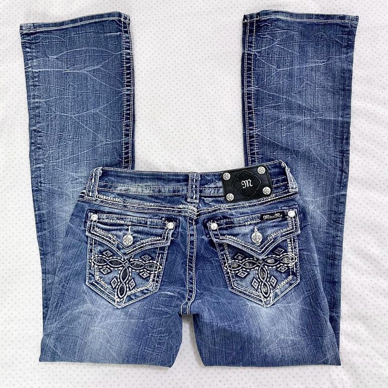 Miss Me Cross Embellished 2000s Low Rise Bootcut Jeans Vintage Medium ...