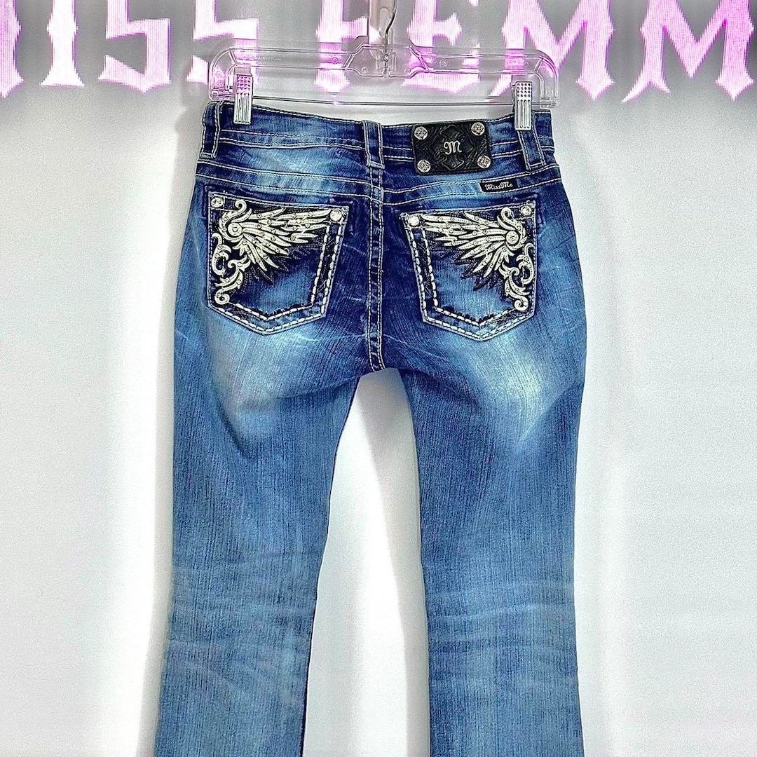 Miss Me 2000s Medium Wash Embellished Renaissance Angel Wing Jeans ...