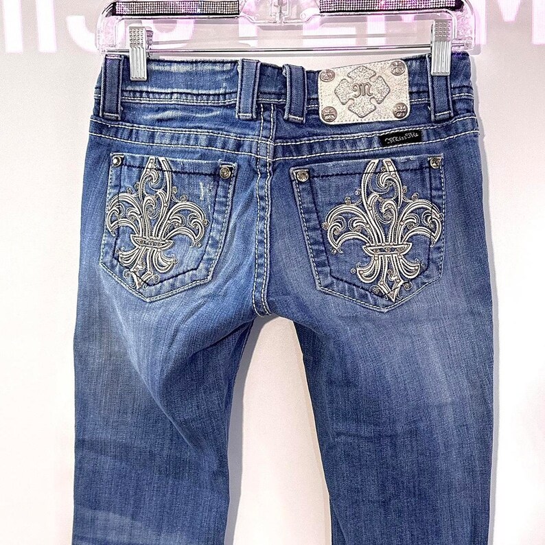 Miss Me 2000s Light Medium Wash Spade Embellished Low Rise Jeans With a ...