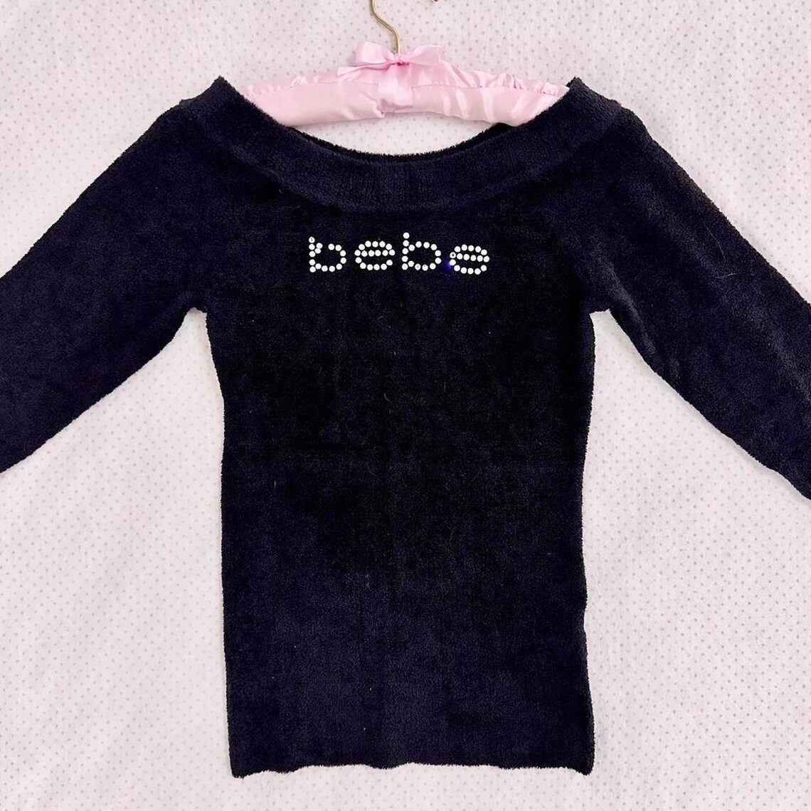 Bebe Black 2000s Marshmallow Embellished Sweater. Mcbling Grunge Fitted ...