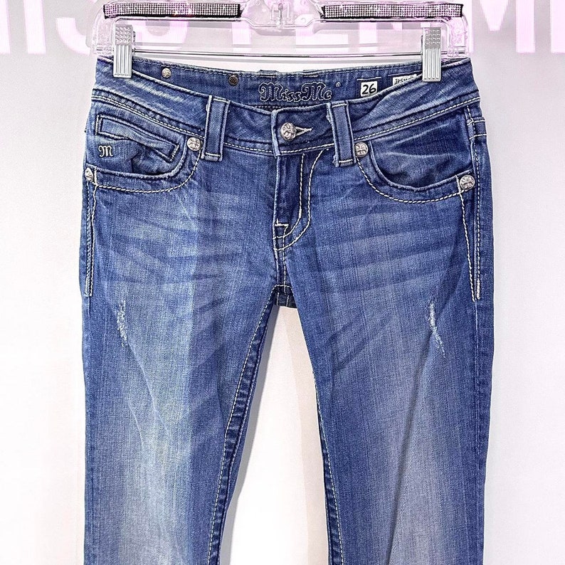 Miss Me 2000s Light Medium Wash Spade Embellished Low Rise Jeans With a ...