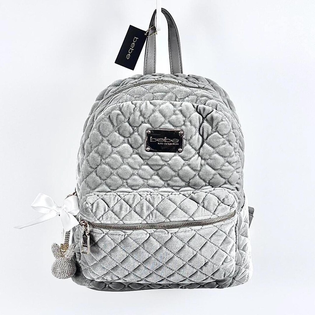Bebe 2000s Gray Velour Weekender Backpack. Glam Coquette Piece ...