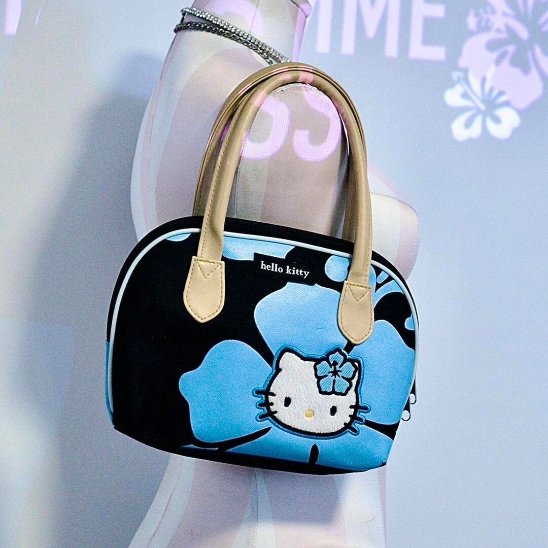 Hello Kitty Sanrio 2002 Blue Hibiscus Graphic Handbag. Super Rare and ...