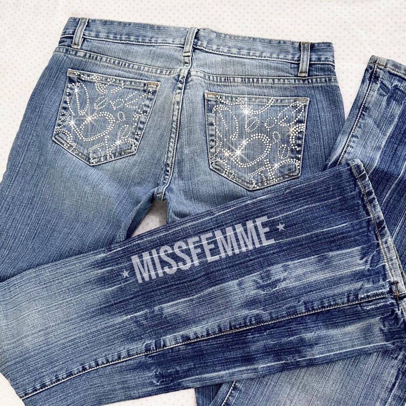 Bebe 2000s Embellished Medium Low Rise Bootcut Jeans. Vintage Grunge ...