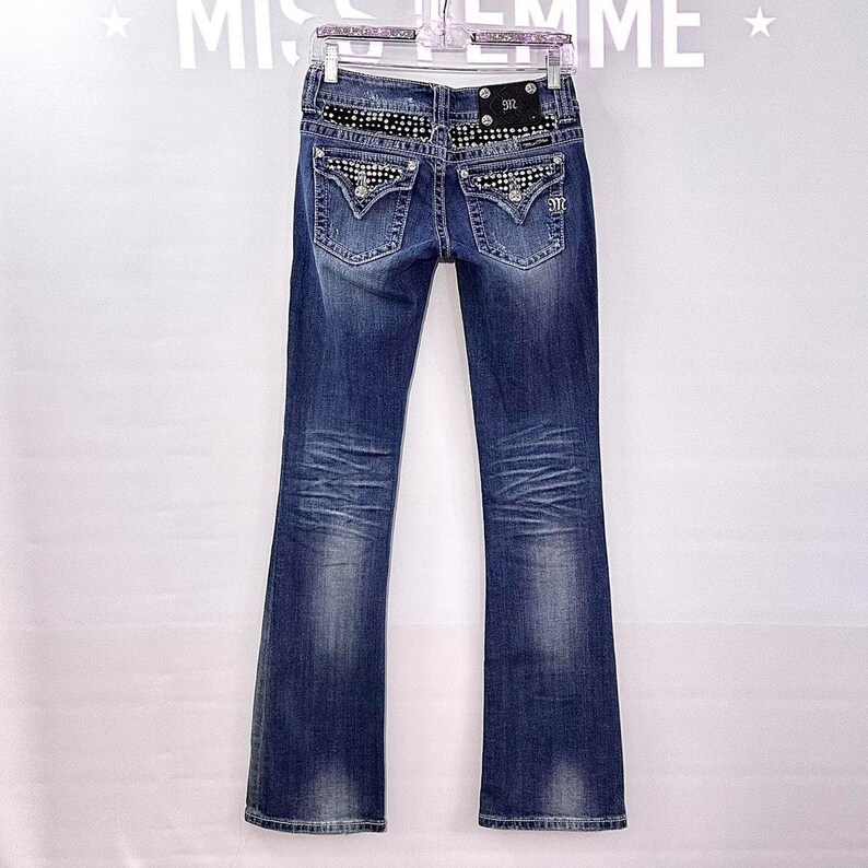 Miss Me Embellished Low-rise 2000s Grunge Mcbling Bootcut Jeans ...