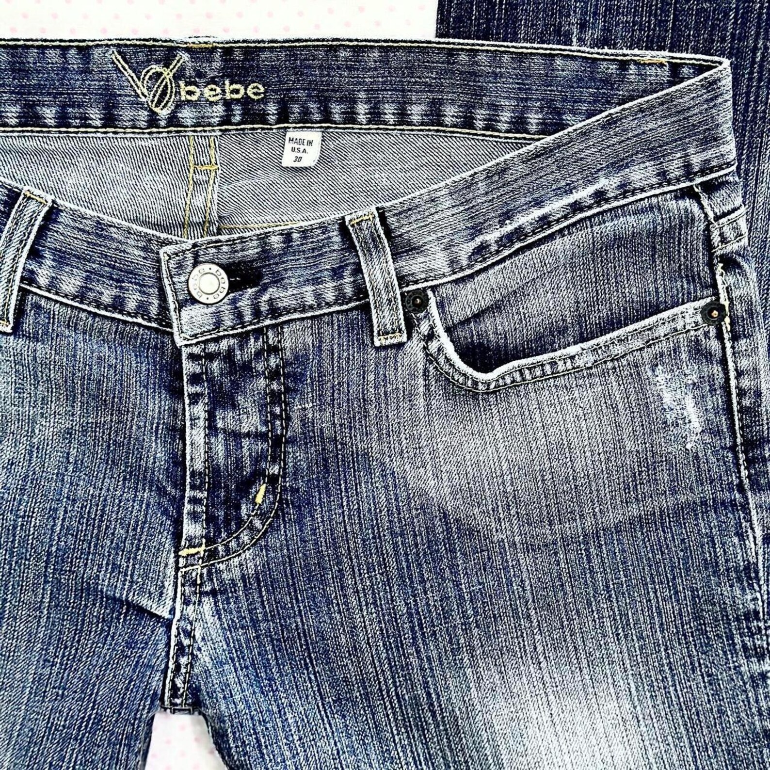 Bebe 2000s Embellished Medium Low Rise Bootcut Jeans. Vintage Grunge ...