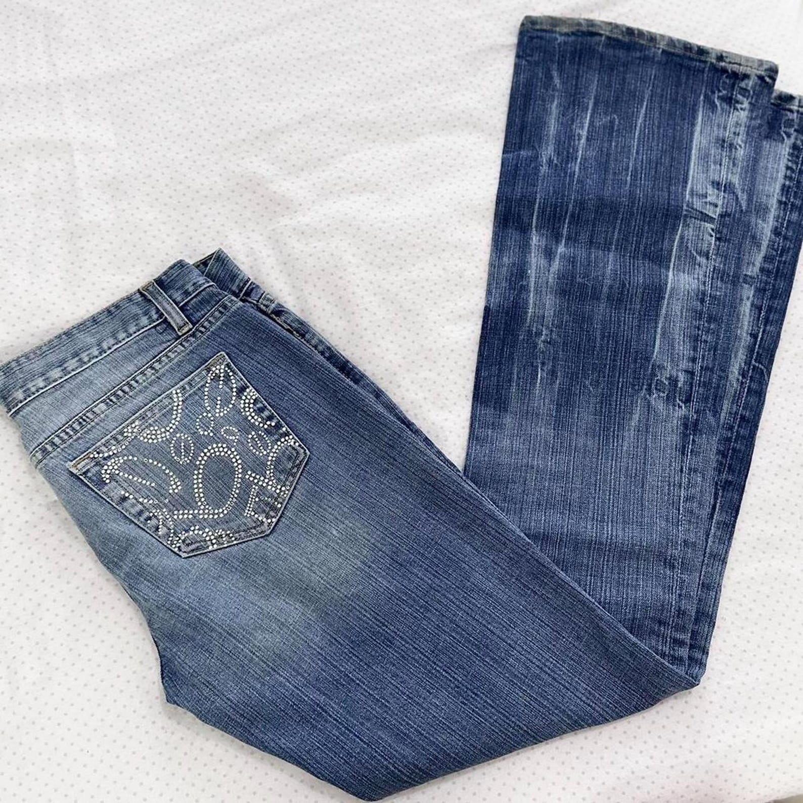 Bebe 2000s Embellished Medium Low Rise Bootcut Jeans. Vintage Grunge ...