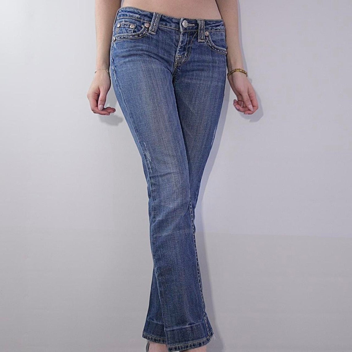 Miss Me 2000s Medium Wash Low-rise Bootcut Jeans. Vintage Casual Grunge ...